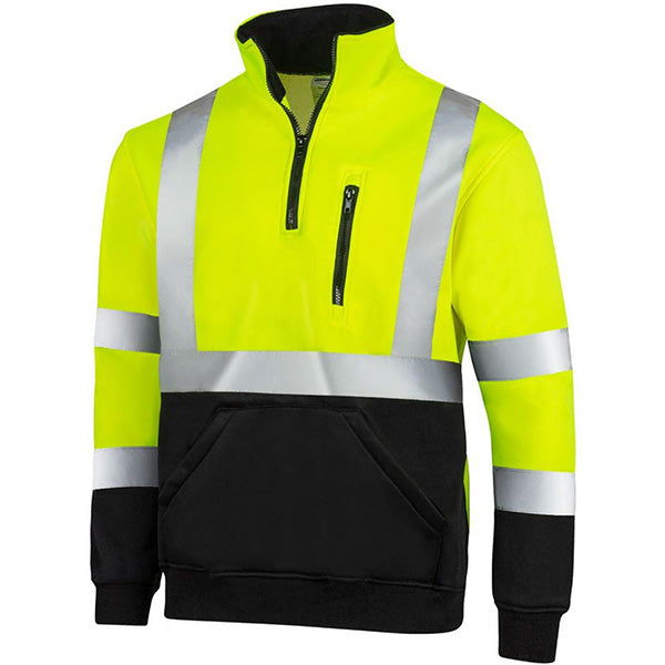 Class 3 Color Block Safety Quarter Zip With Kangaroo Pocket – customtshirtb