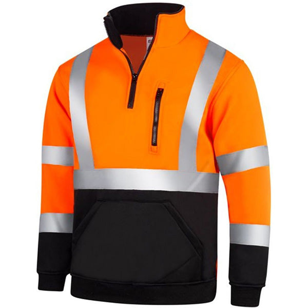 Class 3 Color Block Safety Quarter Zip With Kangaroo Pocket – customtshirtb