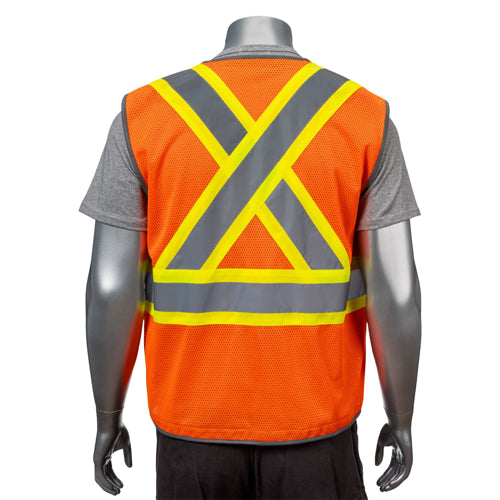 Class 2 Reflective Cross Back Safety Vest | Mic Tab & 4 Pockets ...